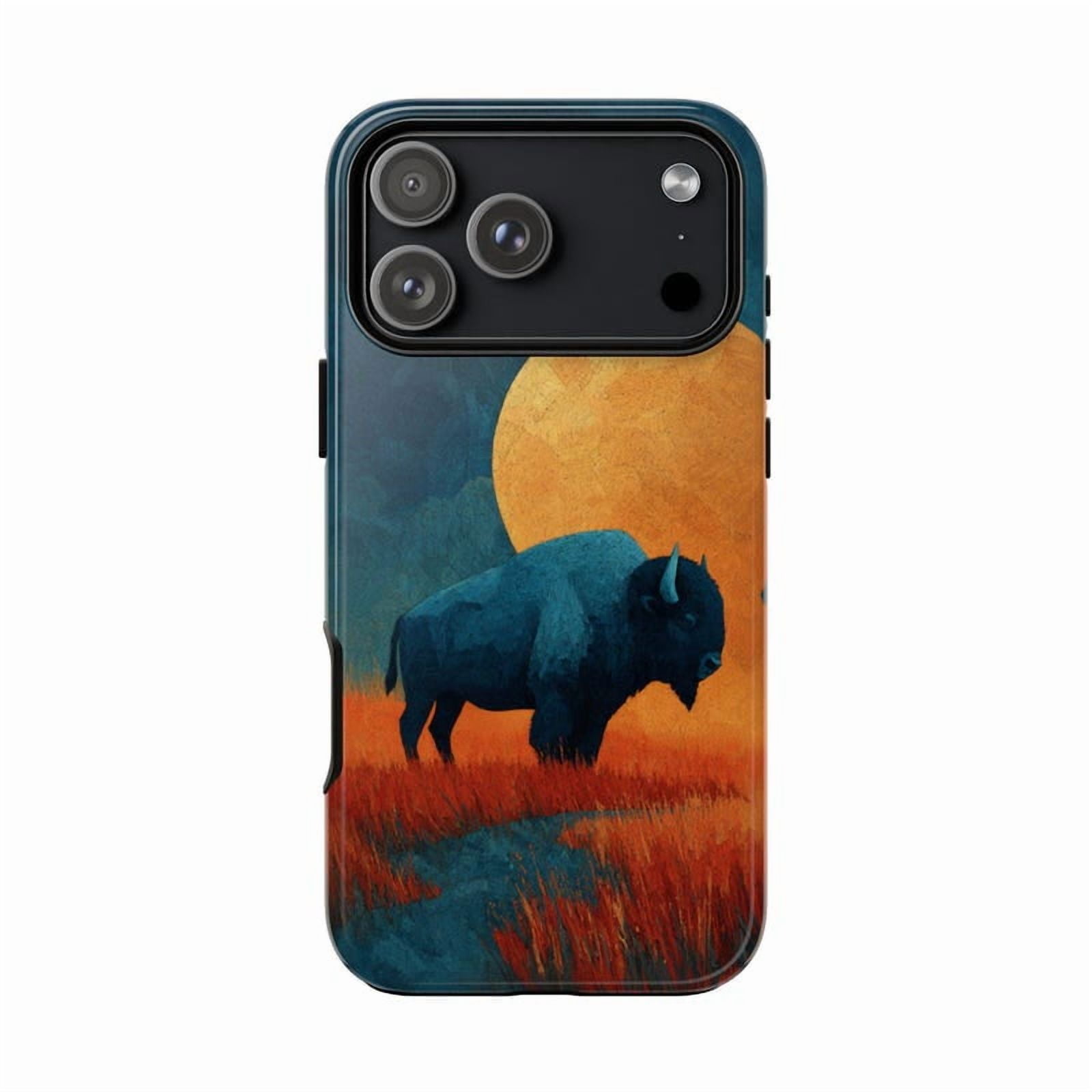 American Buffalo Sunset Bison Wilderness Scene iPhone Case 17 16 15 14 ...