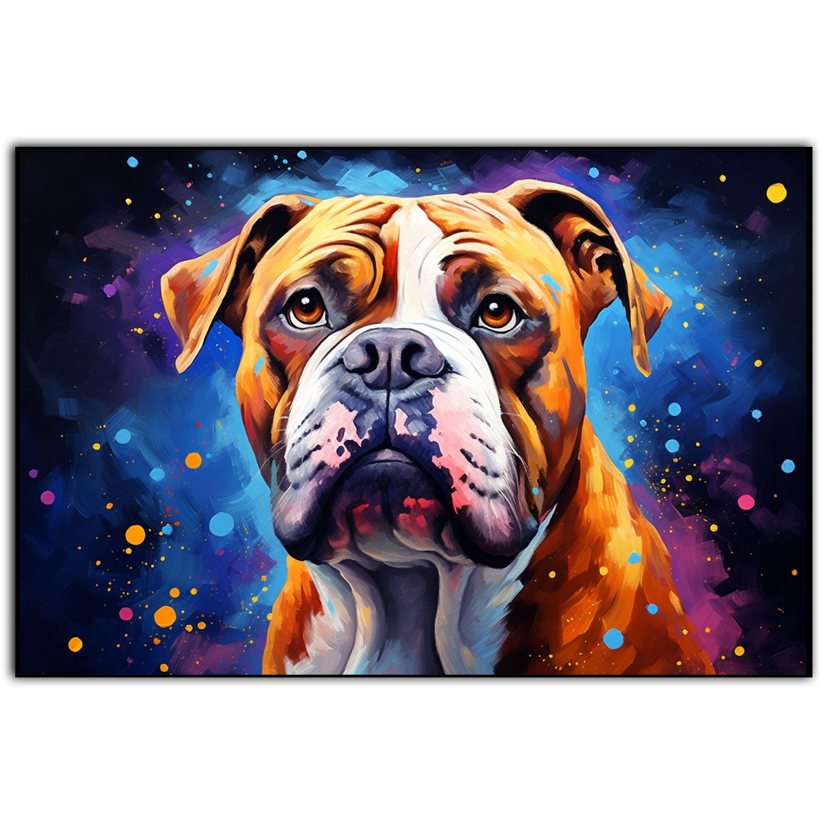 American Bulldog Canvas Unframed Colofull Inspired bedroom decor - Dog ...