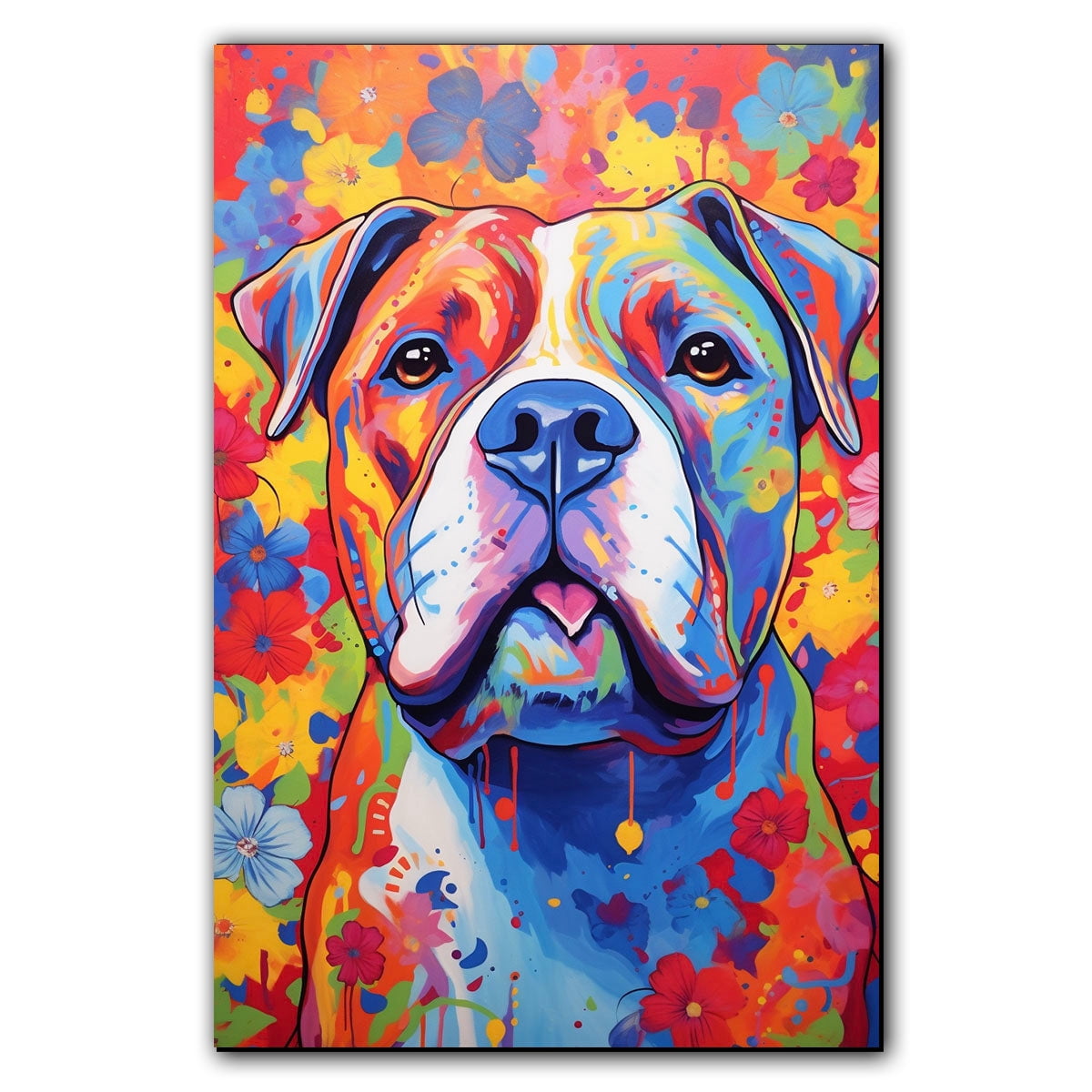 American Bulldog Dog Arts Canvas - Large Abstract Paintings Colorfull ...
