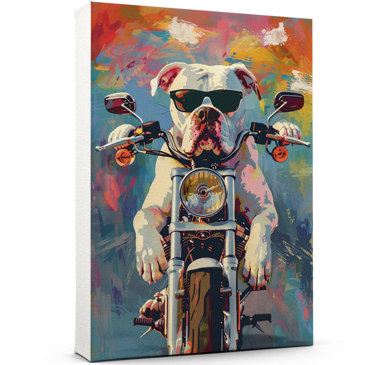 American Bulldog Dog Poster Riding A Motorcycle - American Bulldog Dog ...