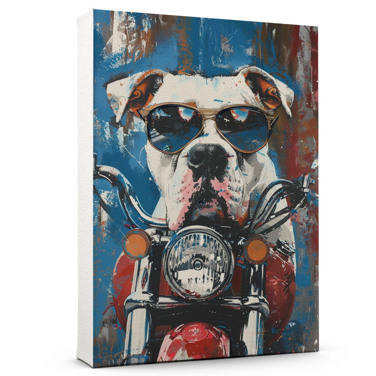 American Bulldog Dog Riding a motorcycle Poster Unframe, American ...