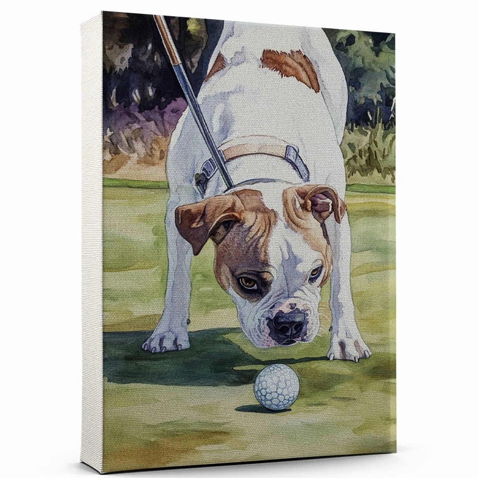 American Bulldog Dog Stretched Canvas Size 8x12 – Golf Canvas Print of ...