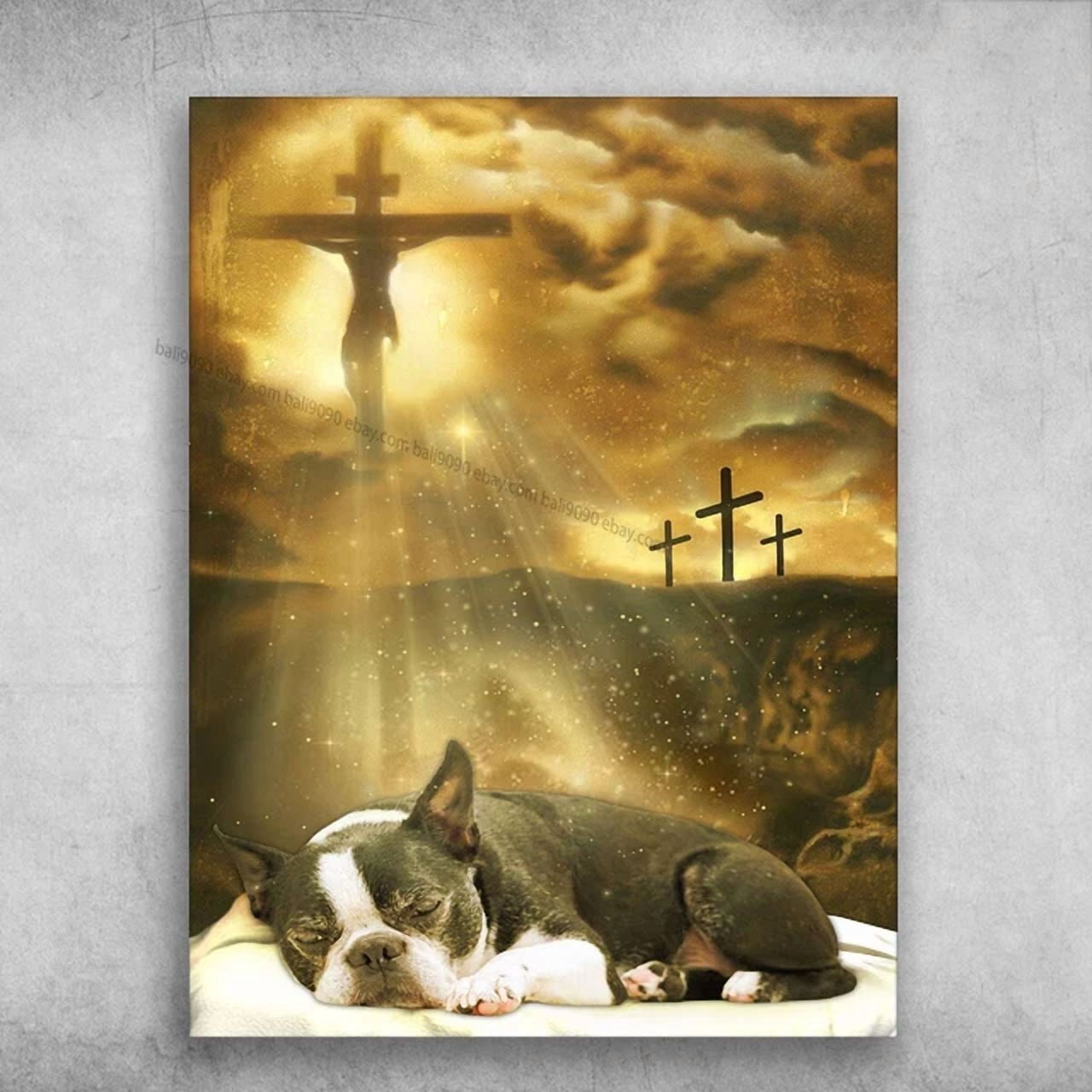American Bulldog - God Cross Jesus Dog Lover Wall Art Home Decor ...