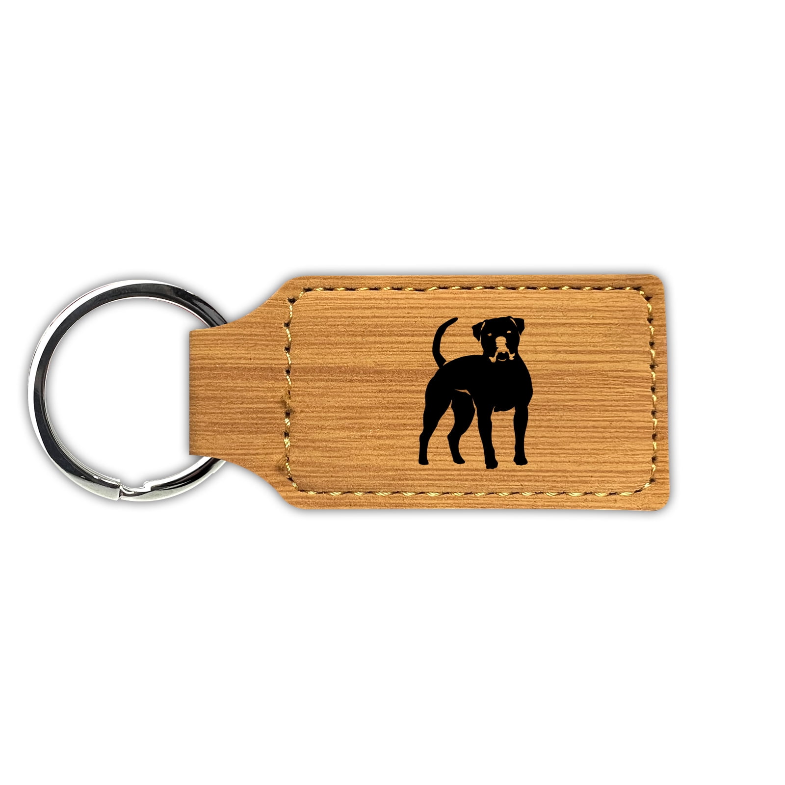 American Bulldog Keychain Leatherette Rectangle - Laser Engraved - Many ...