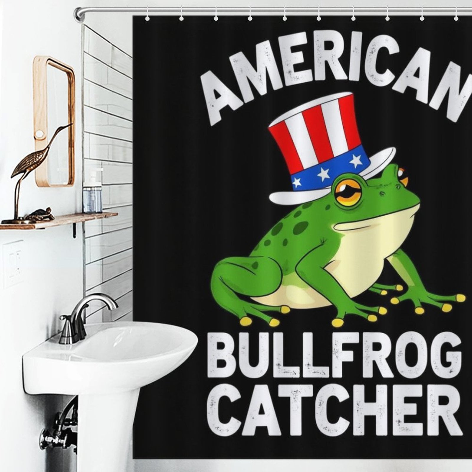 American Bullfrog Catcher Catches and Eats Frogs Shower Curtains ...