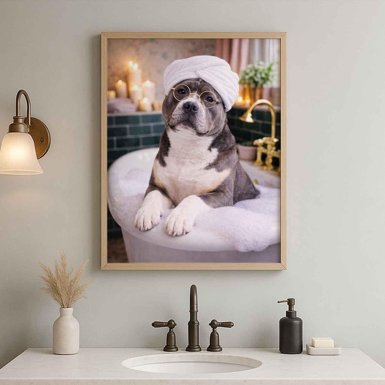 American Bully Dog Bathtub poster Wall Art Decor 16x24 UNFRAMED ...