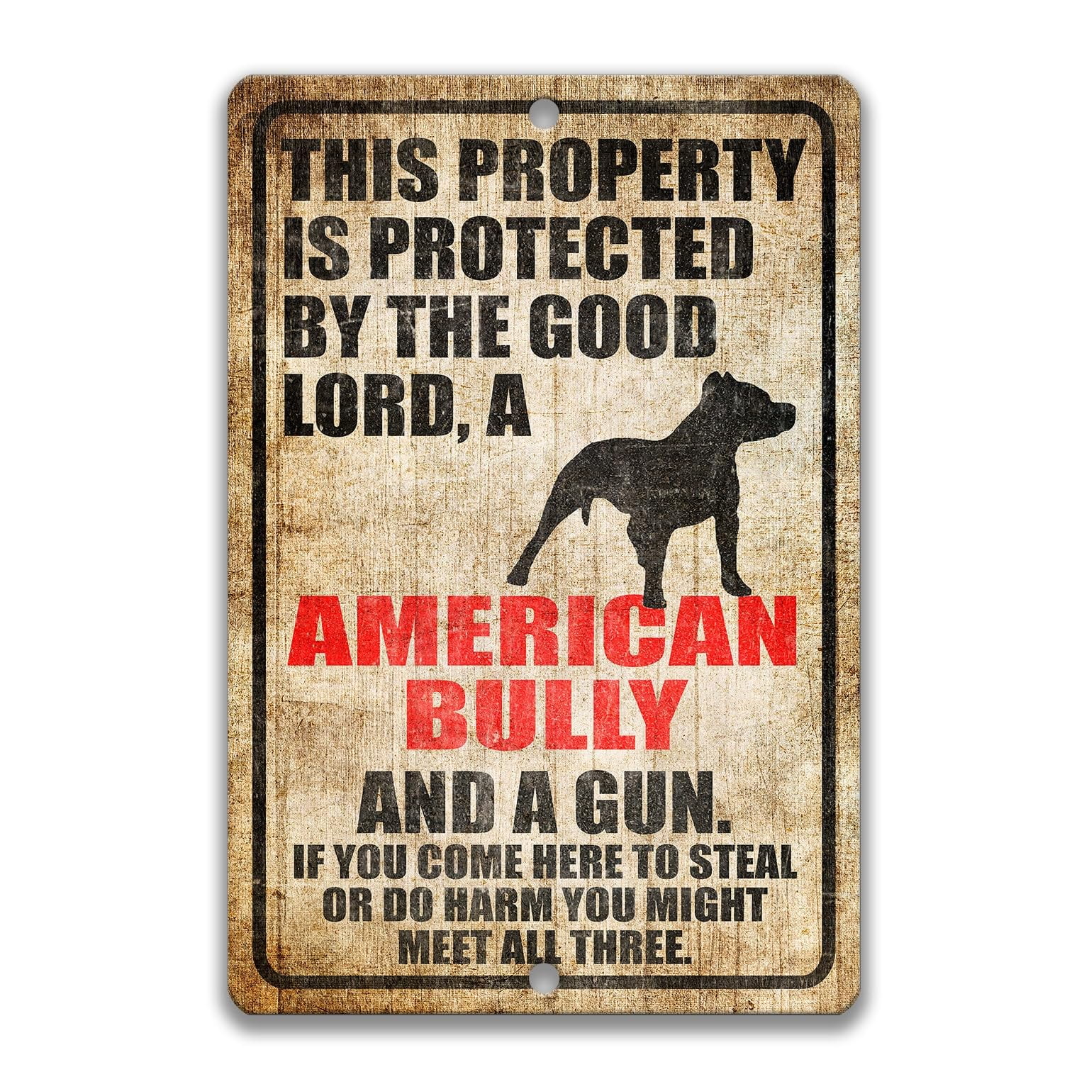 American Bully Dog Sign Dog Warning Sign Retro Vintage Wall Plaque ...