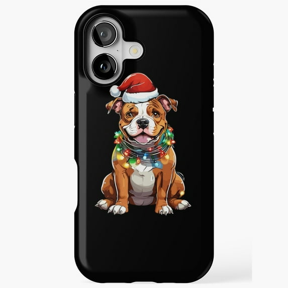 American Bully Dog with Lights Holiday Festive Hat Phone Case for ...
