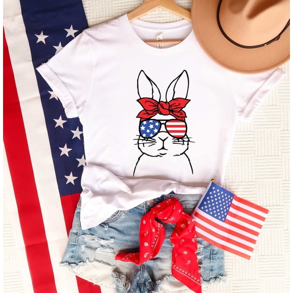 American Bunny Tshirt USA Bunny Shirt 4th Of July Shirt Fourth Of July ...