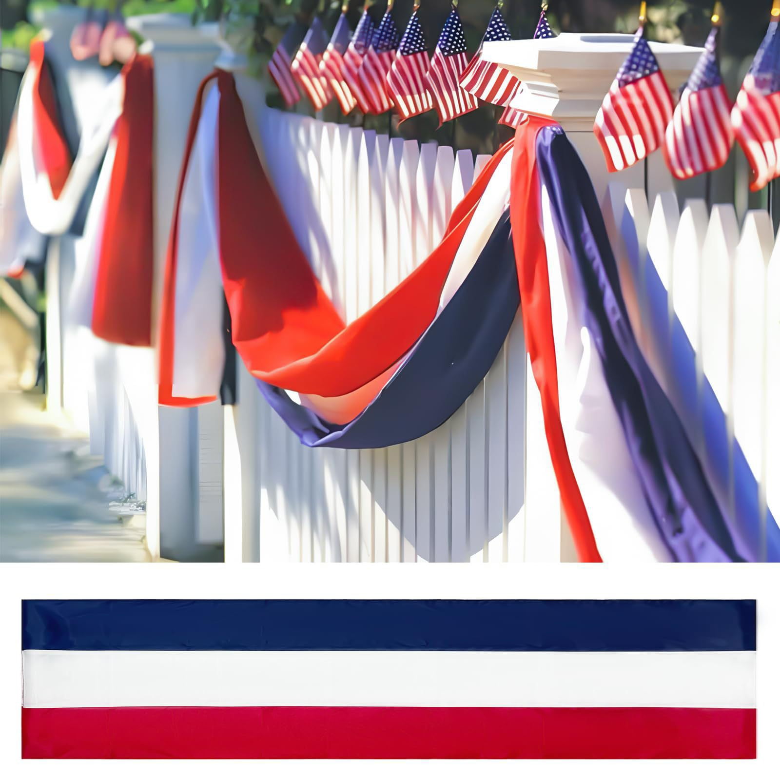 American Bunting Flag 2 x 20Ft Red, White & Blue Stripe Banner USA ...