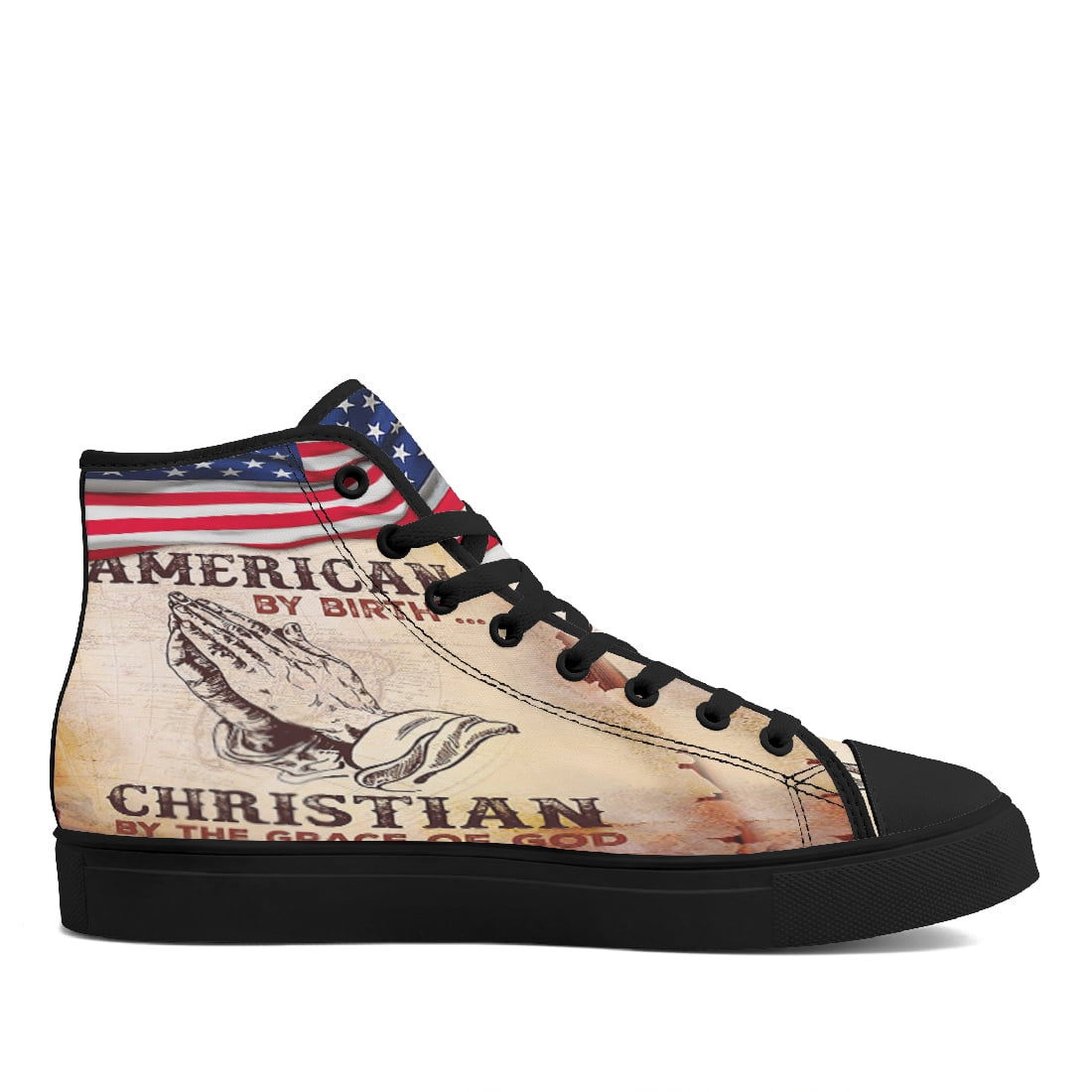 American By Birth Christian By The Grace Of god High Top Canvas Shoes ...