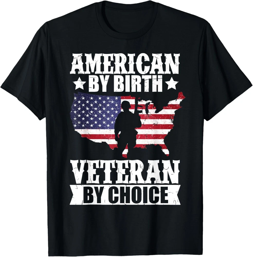 American By Birth Veteran By Choice Soldier USA Flag Patriotic Unisex T ...