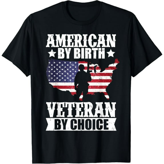 American By Birth Veteran By Choice US Flag Veterans Day T-Shirt ...