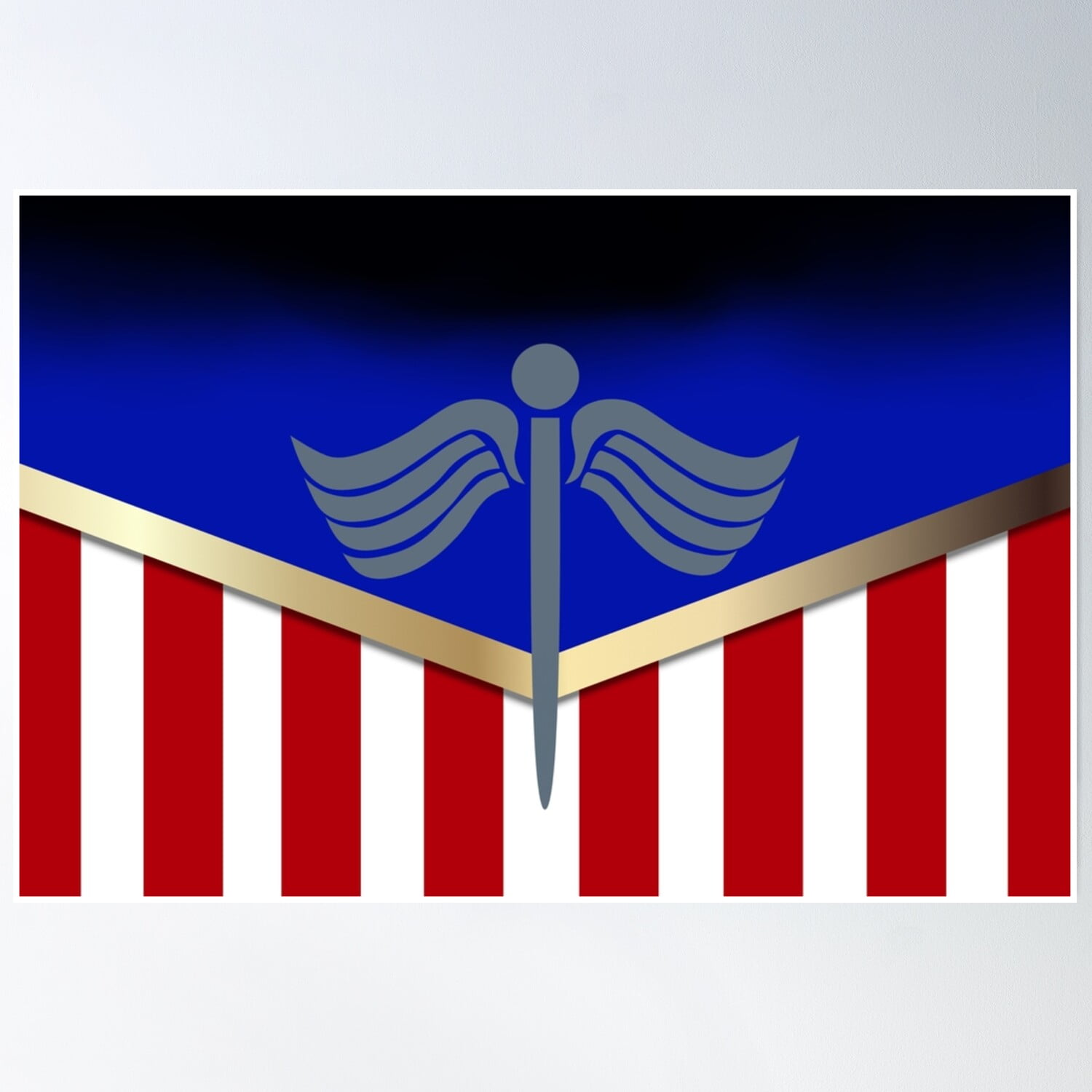 American Caduceus Poster Wall Art, Modern Wall Decor, 24x36 UNFRAMED ...