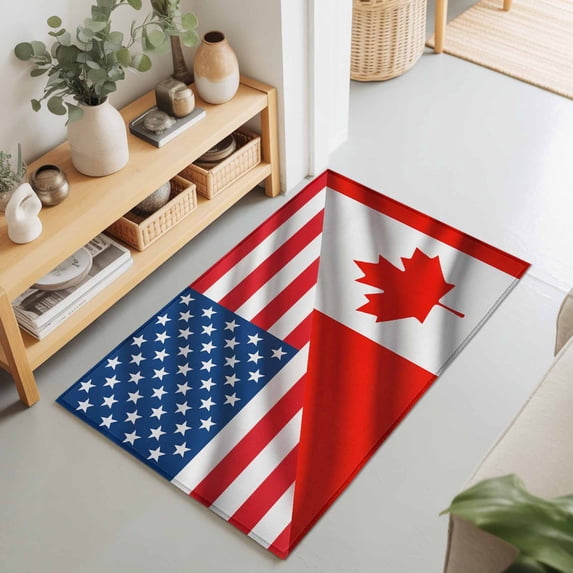 American Canada Flag Rectangle Rug 2'x3' Stripe Star Leaf Red Blue ...