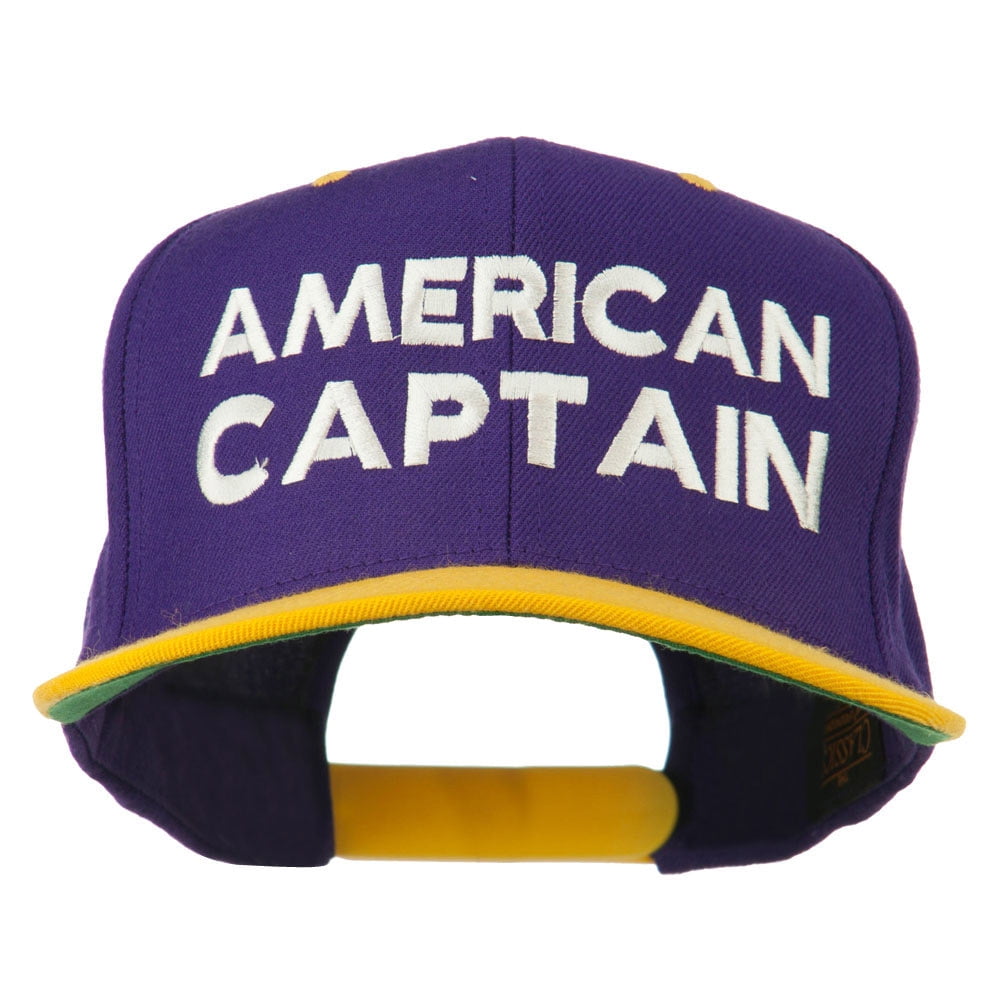 American Captain Embroidered Snapback Cap - Purple Gold OSFM - Walmart.com