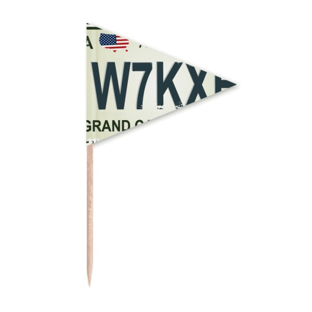 American Car Licence Number Pattern Toothpick Triangle Cupcake Toppers ...