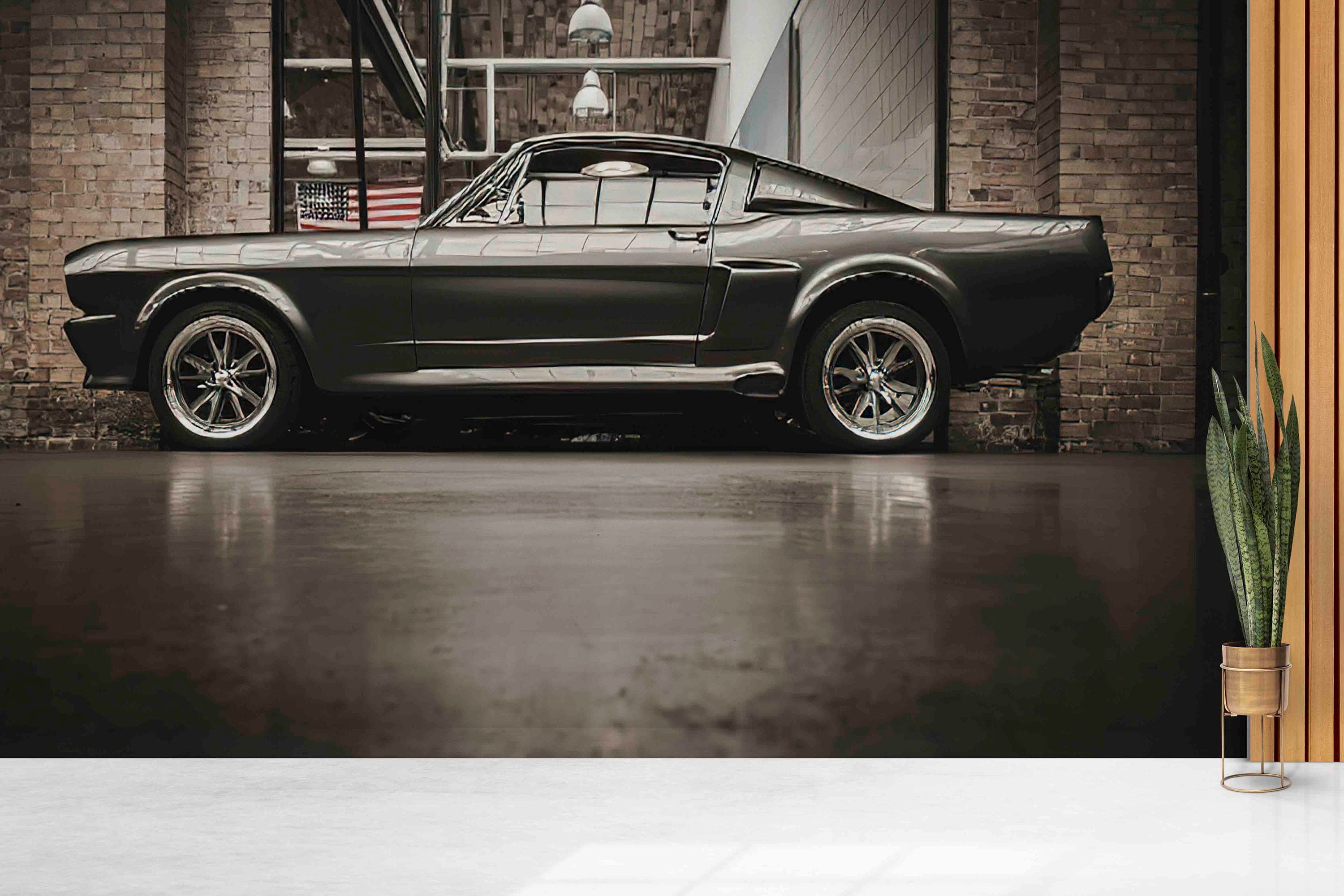 American Car Car Mural, Custom Wallpaper, Vintage Car Mural, Garage ...