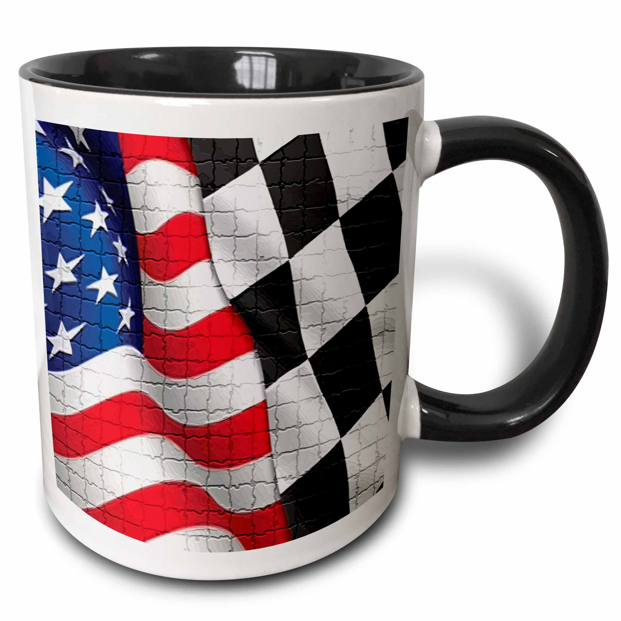 3drose, American Checker Flag, 15oz Two-tone Black Mug - Walmart.com