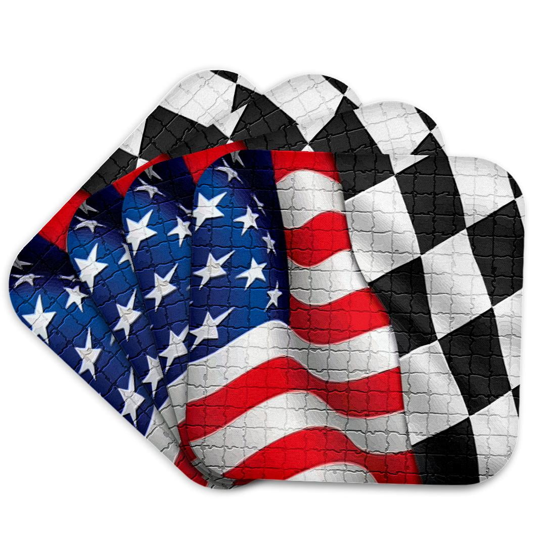 3dRose, American Checker Flag, Set of 4 Coasters - Soft - Walmart.com