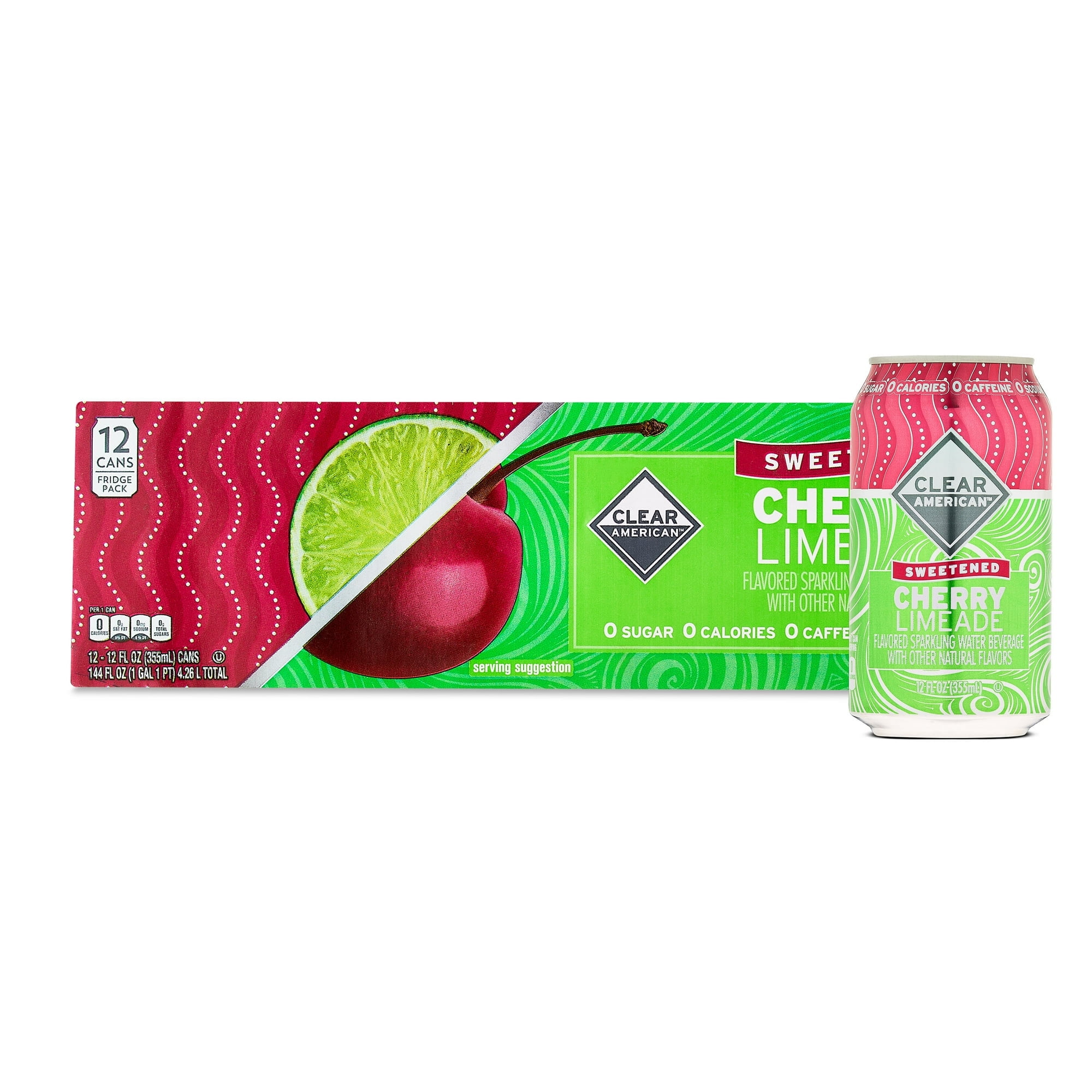 American Cherry Limeade Sparkling Water, 12 fl oz, 12 Count - Walmart.com