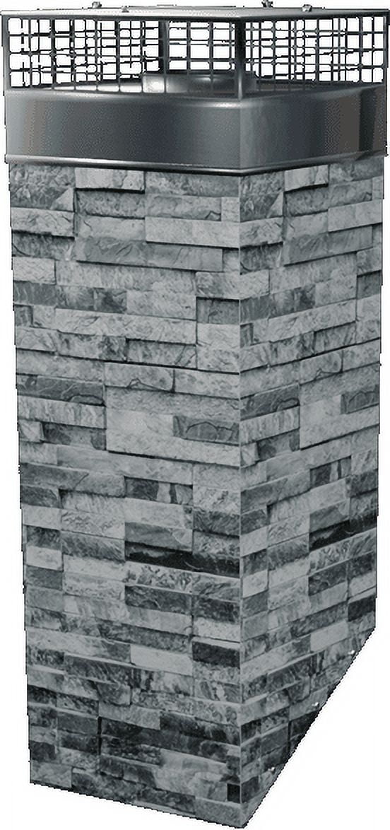 18x18x48 SS Grey Faux Chimney Housing Surround Kit with Aluminum Panels ...