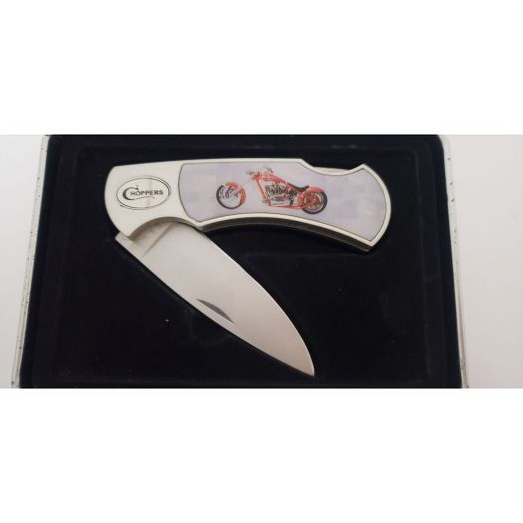 American Choppers Custom Motorcycle Pocket Knife In Tin - Orange Flame ...