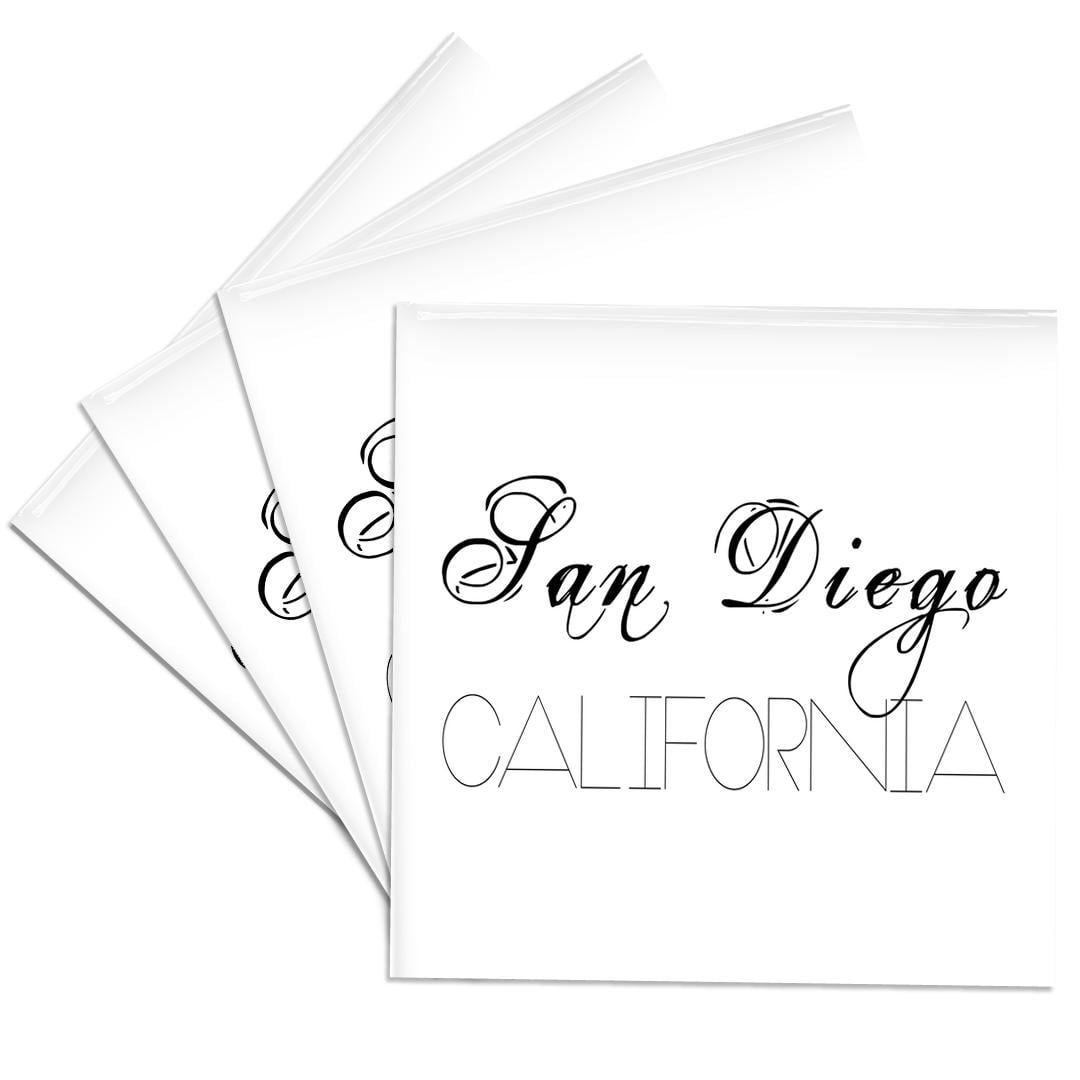 3drose, American Cities - San Diego California Black Text on White, Set ...