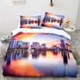 American City Landscape Duvet Cover Set Statue of Liberty Pattern ...