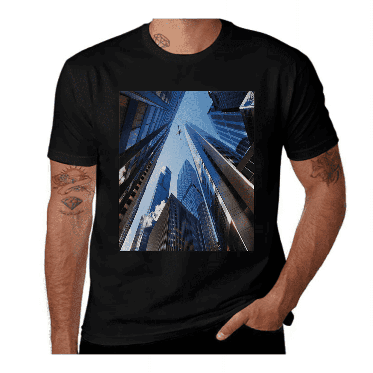 American City Landscape-Urban-Grey-Blue Casual Streetwea Everyday ...