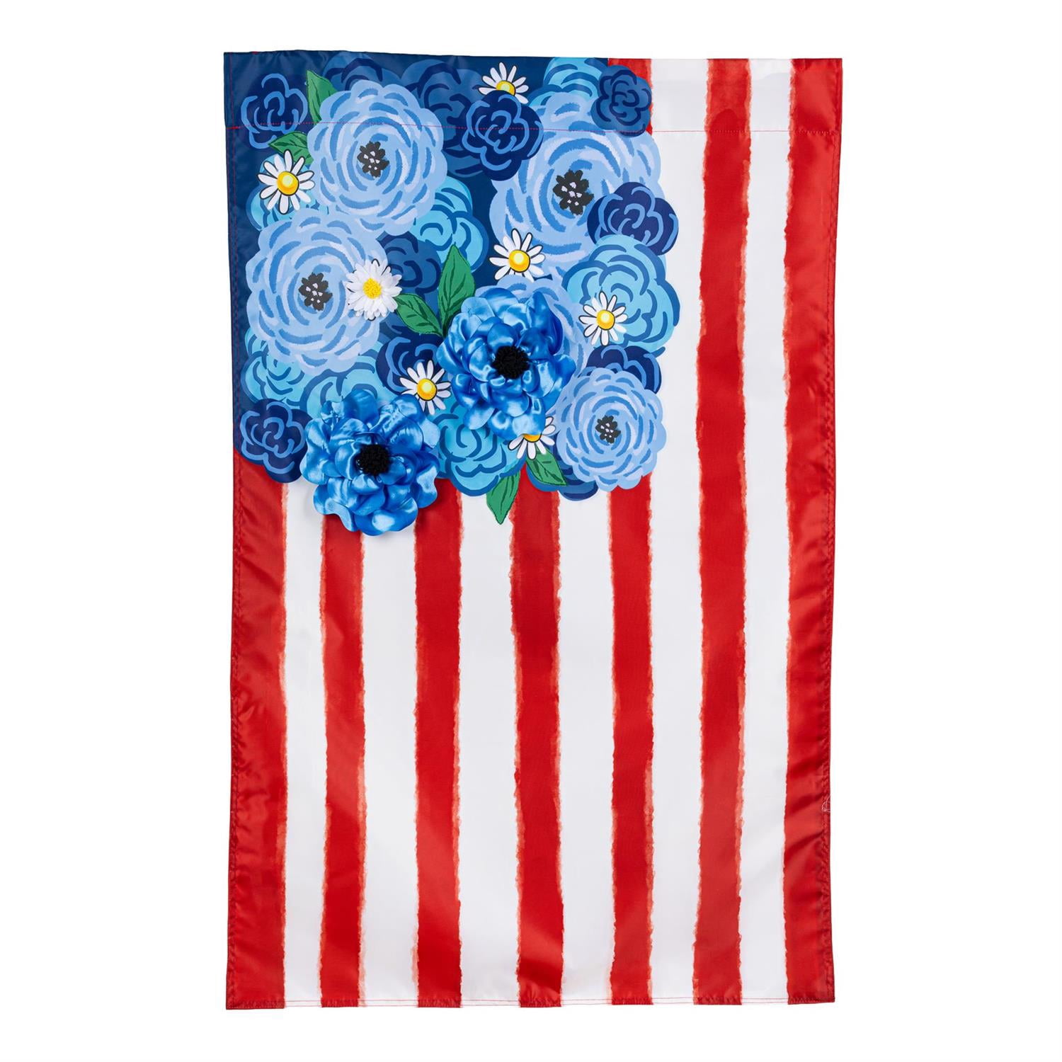 American Classic Floral Flag Applique House Flag - Walmart.com