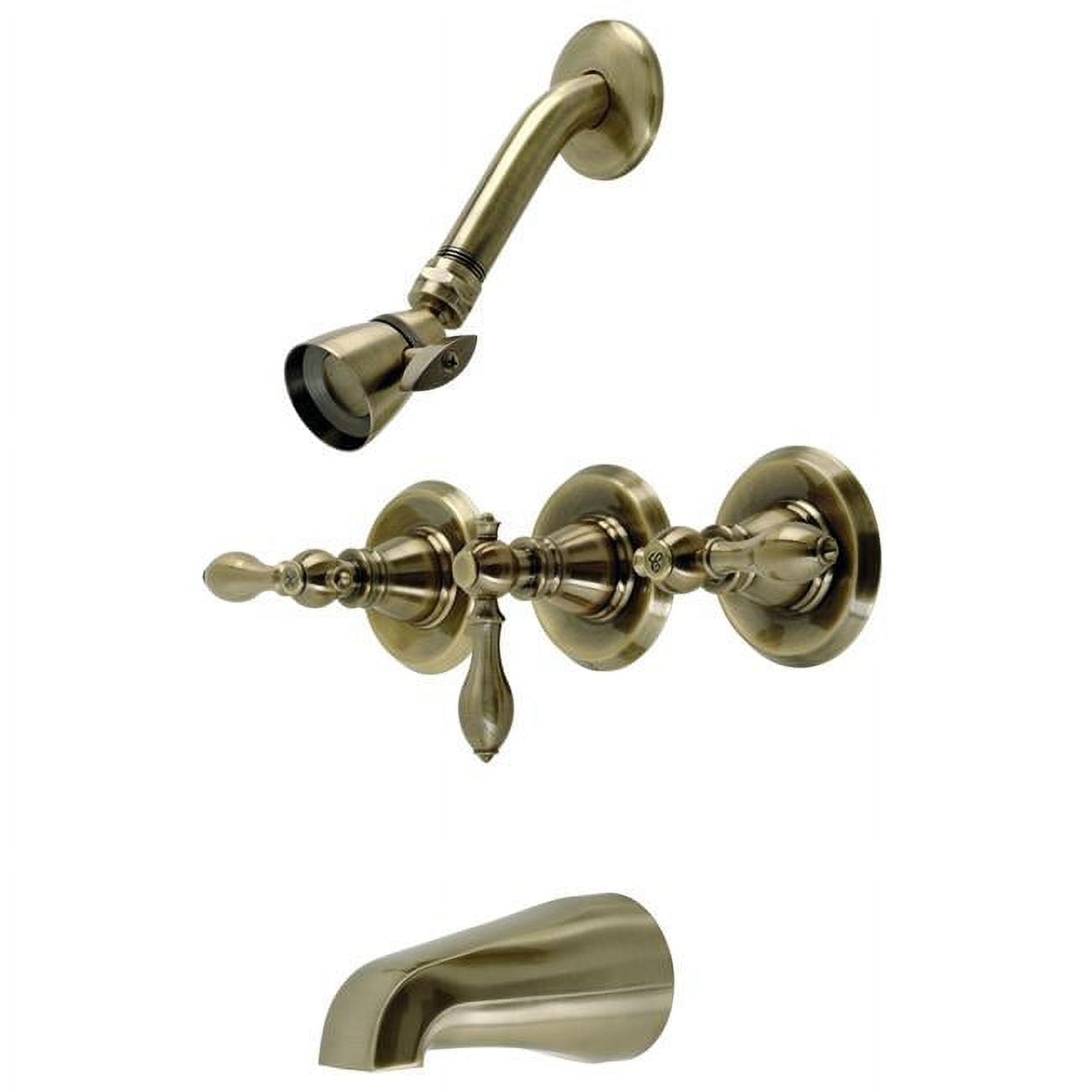 American Classic Three-Handle Tub & Shower Faucet, Antique Brass ...