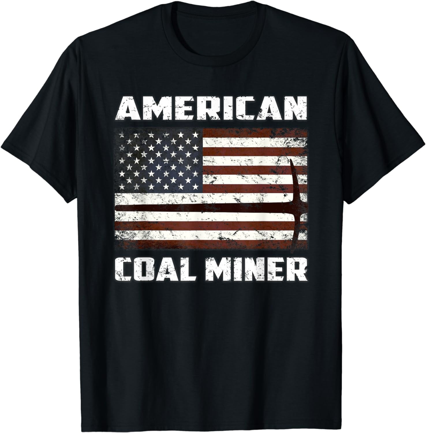 American Coal Miner Profession Gift US Flag Mining Pick Axe T-Shirt ...