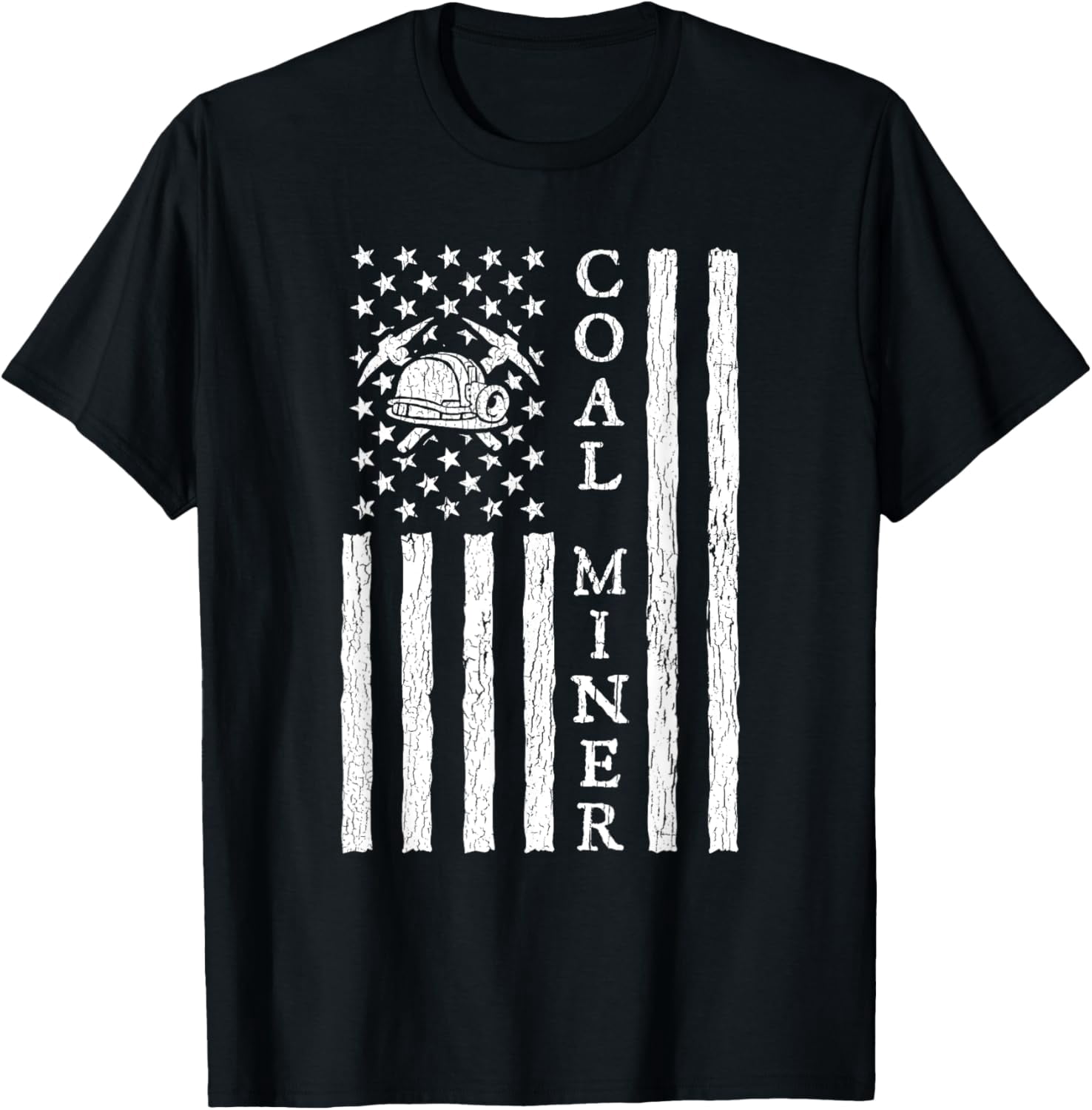 American Coal Miner USA Flag Funny Mining Miner Gift For Men T-Shirt ...