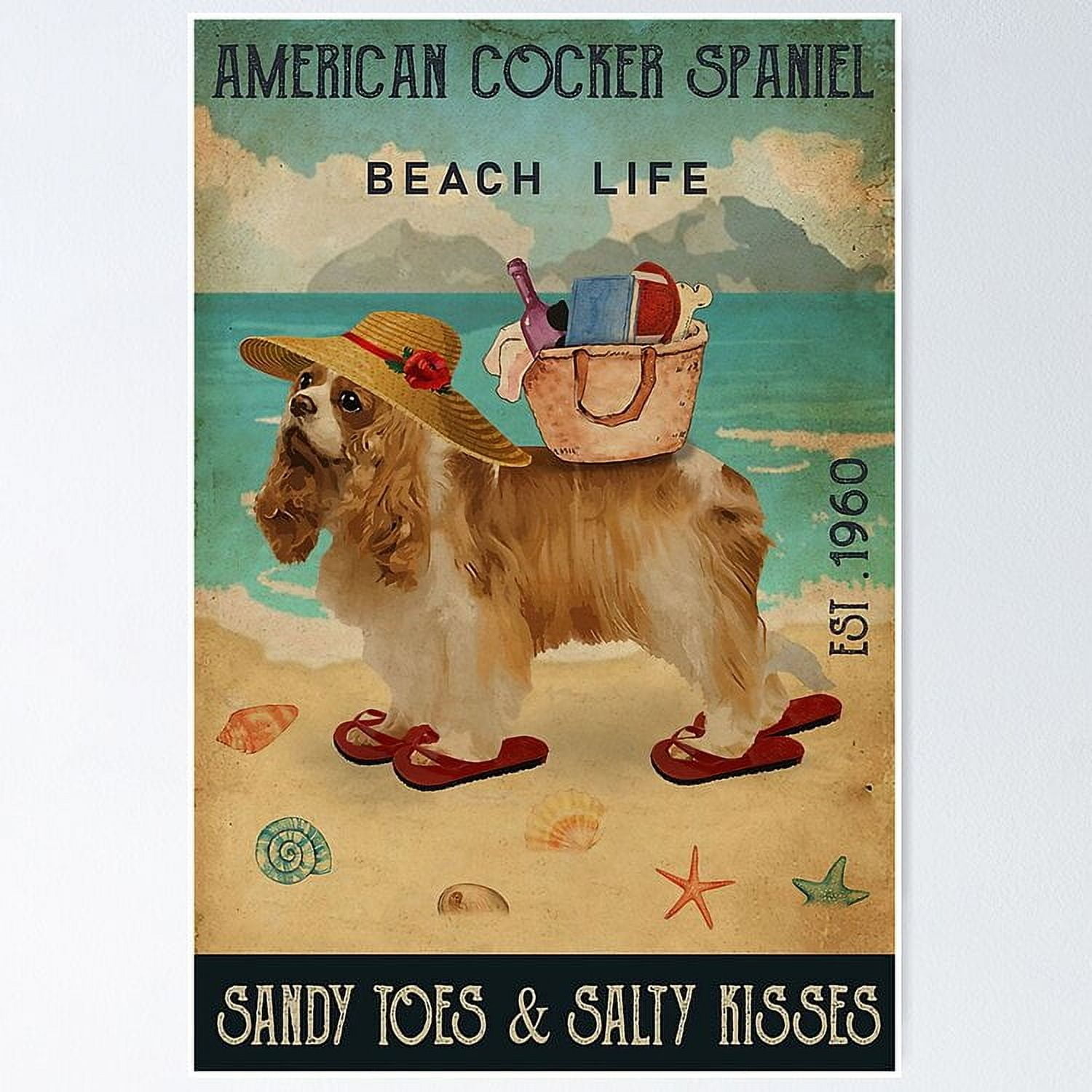 American Cocker Spaniel Dog Beach Life Sandy Toes Poster- Unframed ...