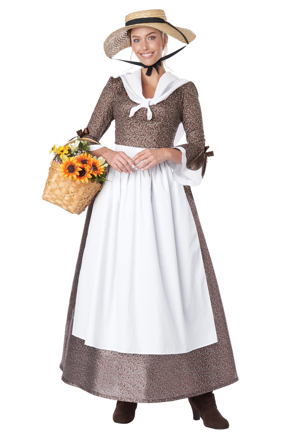 American Colonial Woman Adult Costume Dress, Shawl, and Apron - Walmart.com
