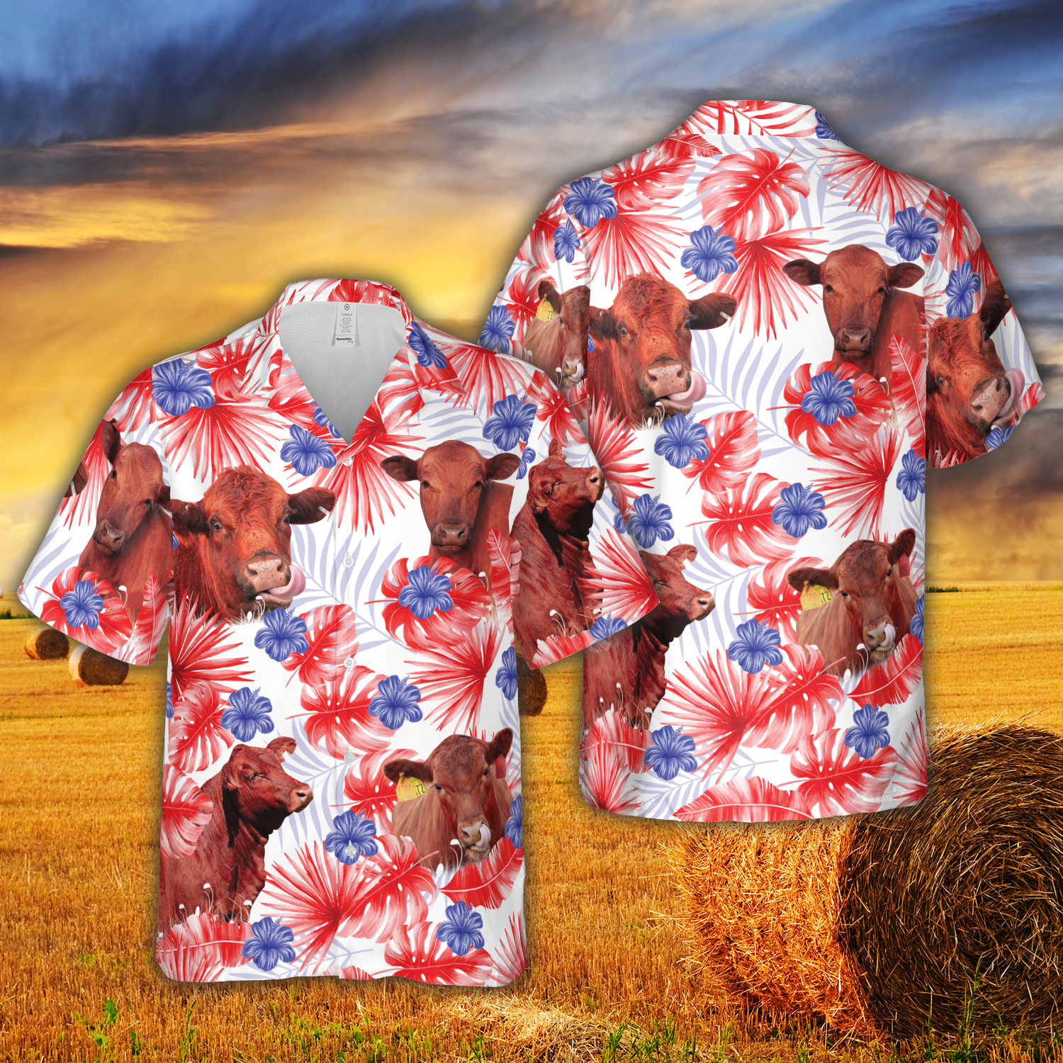 American Colors Red Angus Hawaiian Shirt - Walmart.com