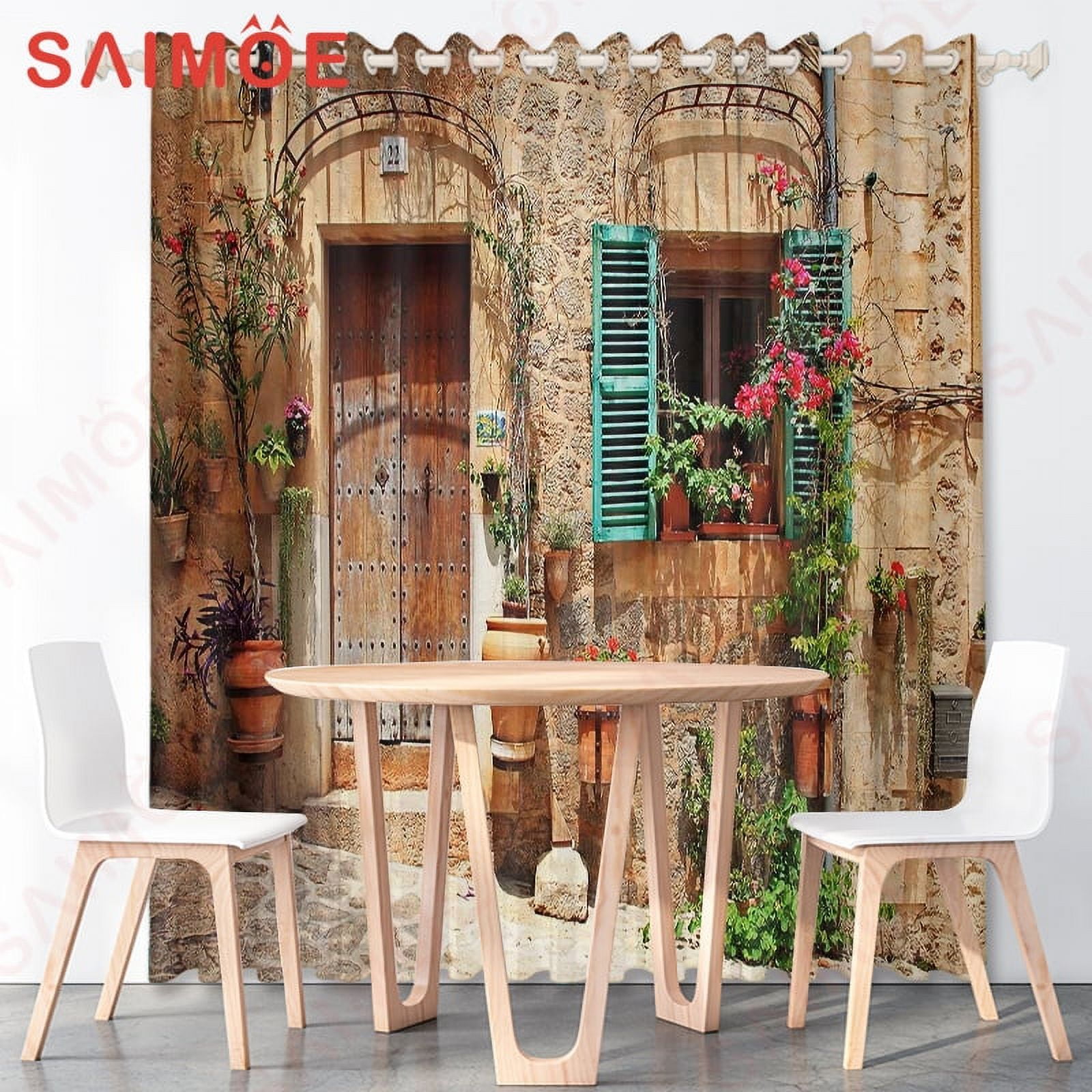 American Commercial Street Clock Tower Castle Scenery Curtains European ...