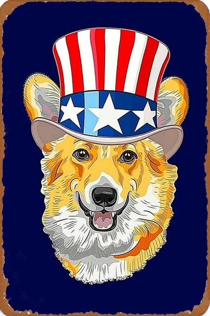 American Corgi Dog Puppy Dogs Retro Art Print. inches Wall Art Tin ...