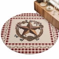 American Country 4ft Non Slip Round Area Rug Rusty Star Berries Vine ...