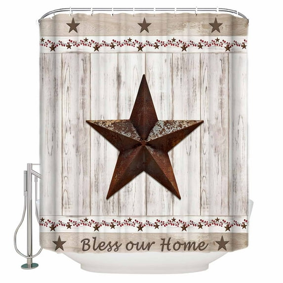 American Country Bathroom Shower Curtains with 12 Hooks Polyester ...