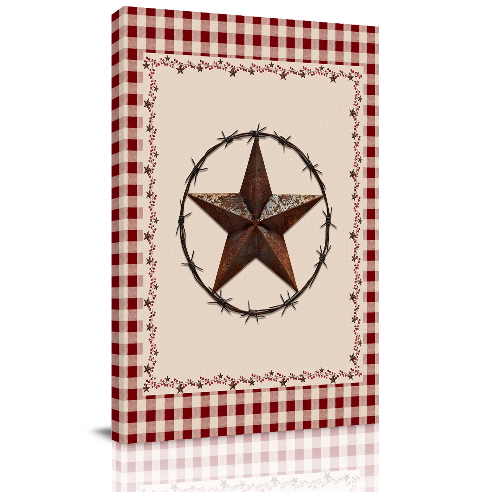 American Country Canvas Wall Art for Living Room, Star Farmhouse Beige ...