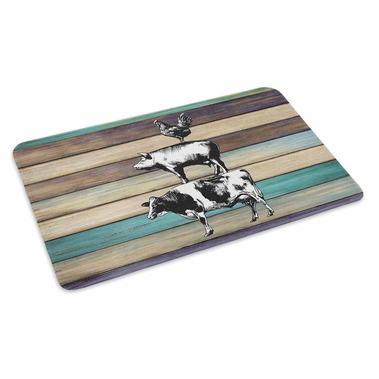 American Country Doormat Farm Animal Vintage Wood Grain Non Slip Low ...