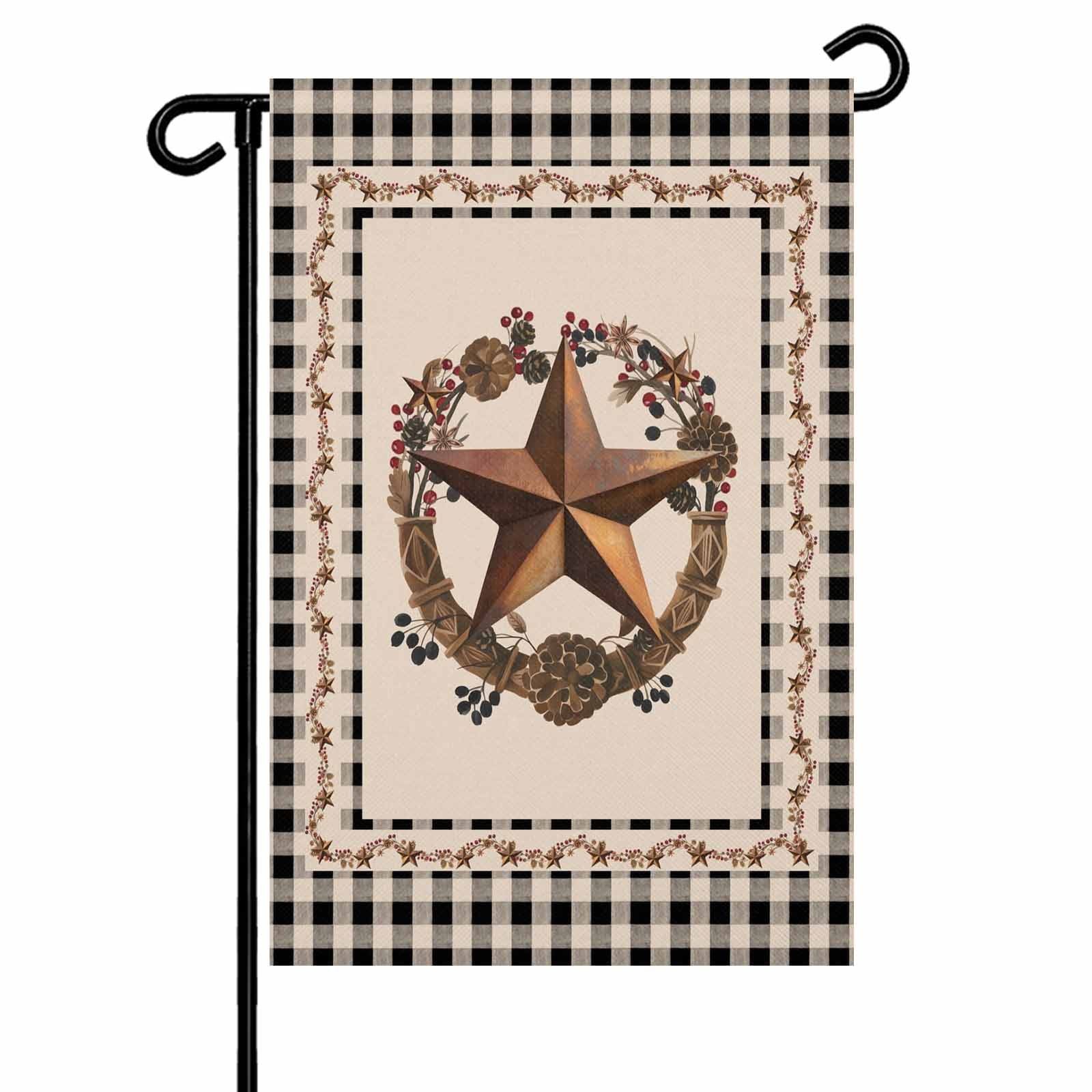 American Country Garden Flag 28x40 Inch Rusty Star Berries Vine Wreath ...