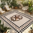 American Country Outdoor Rug, Rusty Star Berries Vine Wreath Black ...