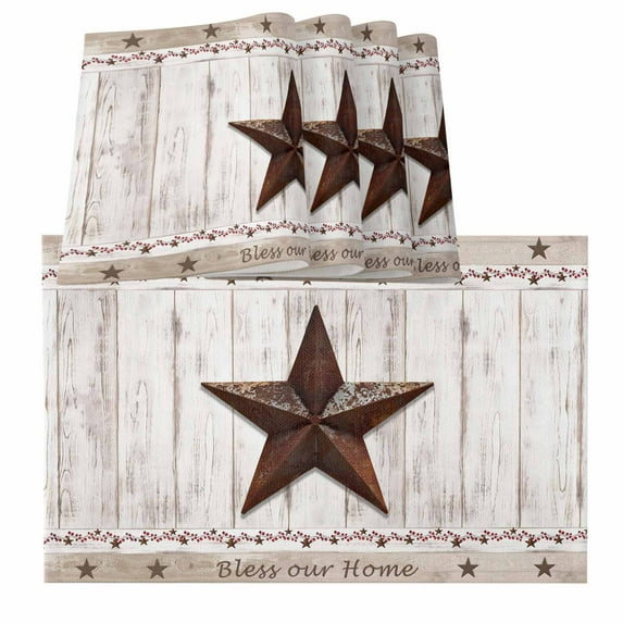American Country Placemats for Dinning Table Set of 6, Farmhouse Barn ...