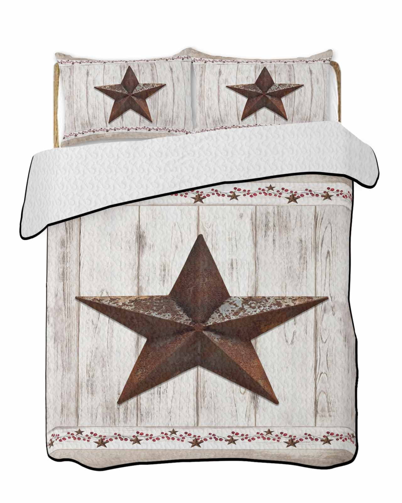 American Country Quilts Bedding Set Queen Size Star Berry Farmhouse ...