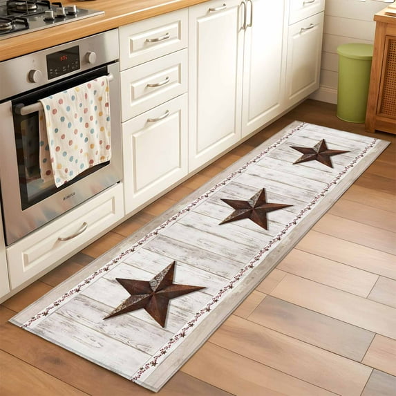 American Country Runner Rugs 2x6 ft Star Berry Farmhouse Retro Beige ...