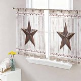 American Country Semi Sheer Curtains 45 Inch Length 2 Panels Set ...