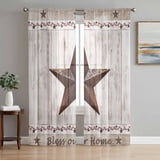 American Country Semi Sheer Curtains 72 Inch Length 2 Panels Set ...